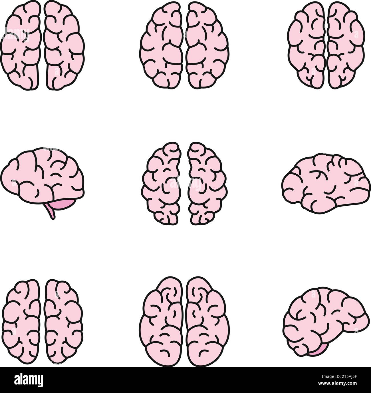Brain mind icon set. Outline set of brain mind vector icons thin line ...