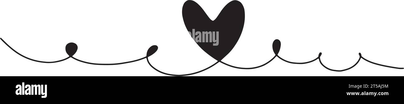 Hand drawn heart symbol divider border frame icon for love, romantic ...