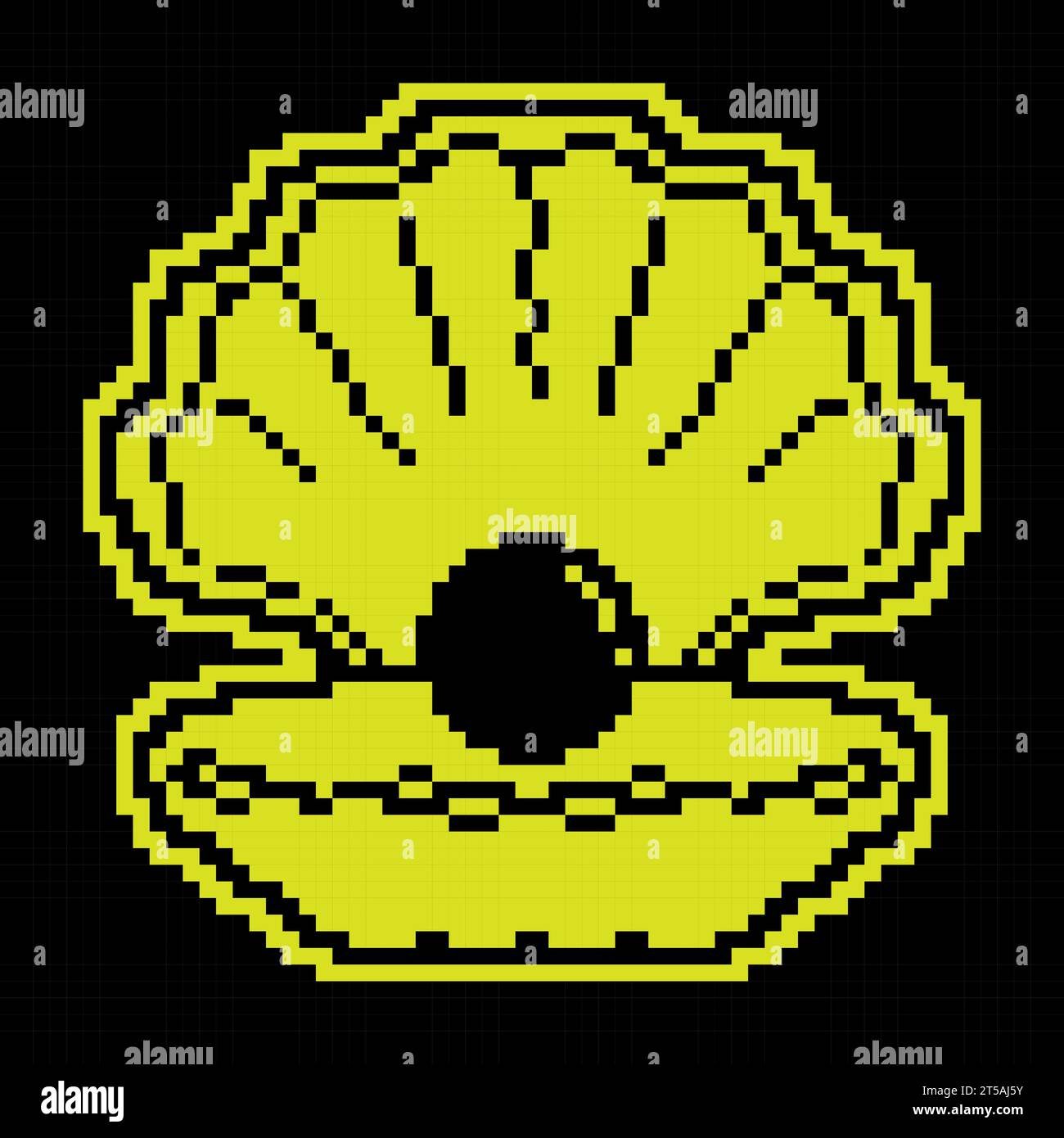 Sea shining pearl Pixel silhouette icon and in open shell. Treasure of ...
