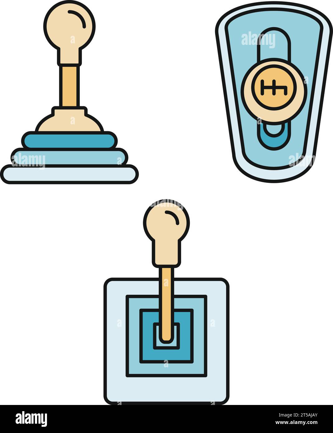 Car gearbox icon set. Outline set of car gearbox vector icons thin line ...