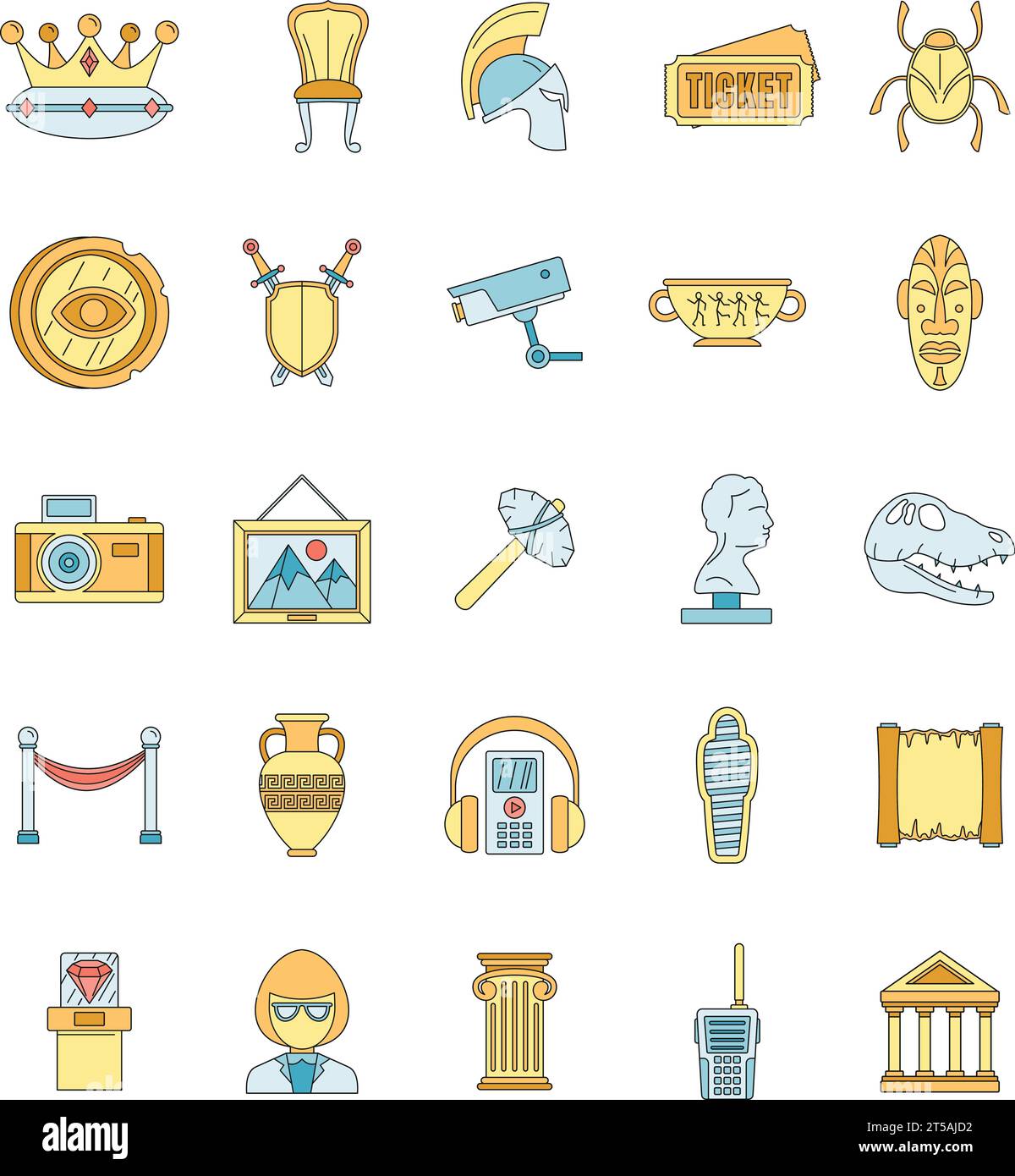 City museum icon set. Outline set of city museum vector icons thin line ...