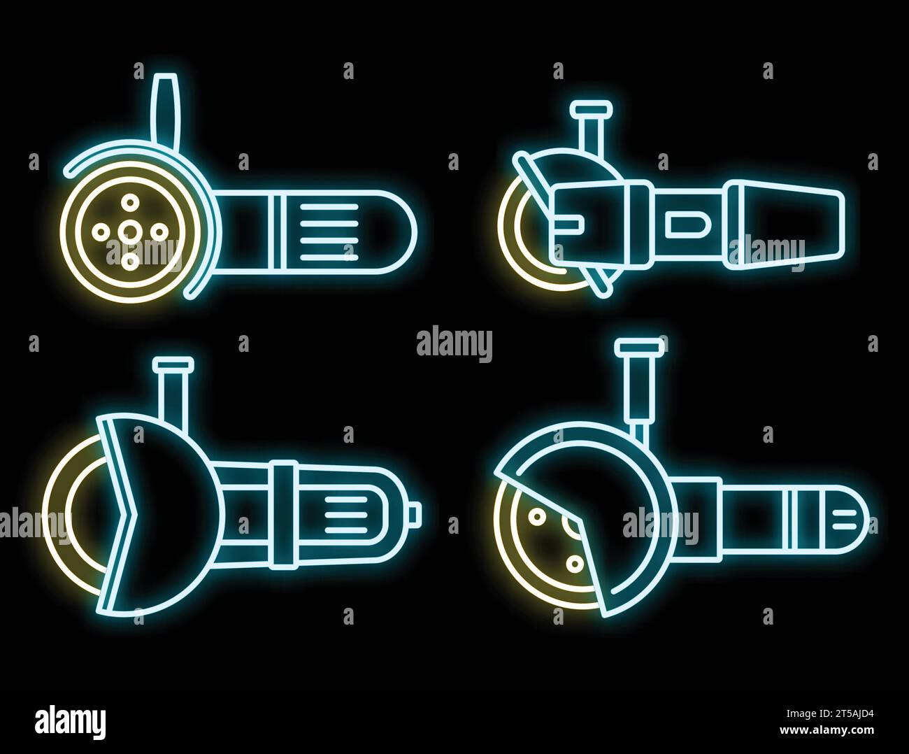Electric angle grinder icon set. Outline set of electric angle grinder ...