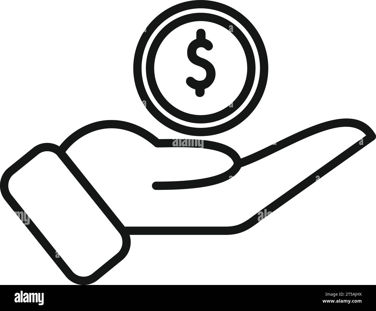 Care money coin hand icon outline vector. Investment credit. App ...