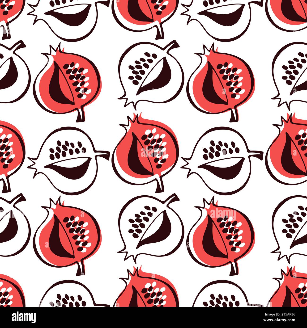 Pomegranate pattern, hand drawn outline doodle. Vector illustration ...