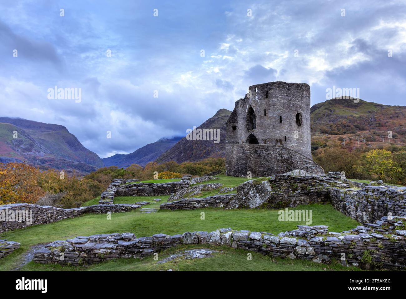 Dolbadarn Castle stands above Llyn Padarn at Llanberis in Snowdonia ...