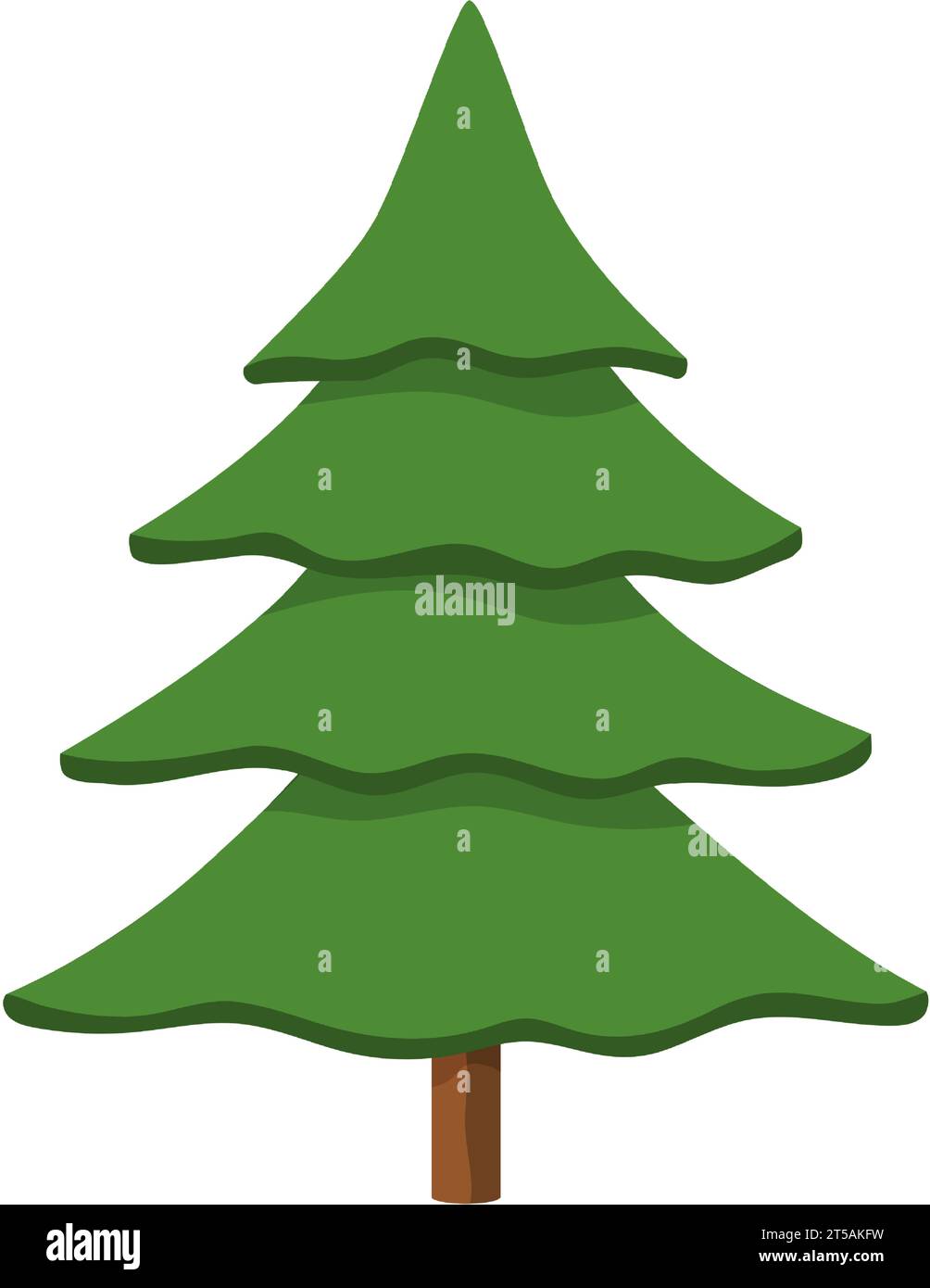 Isolated green cartoon Christmas tree. Coniferous forest tree pine ...