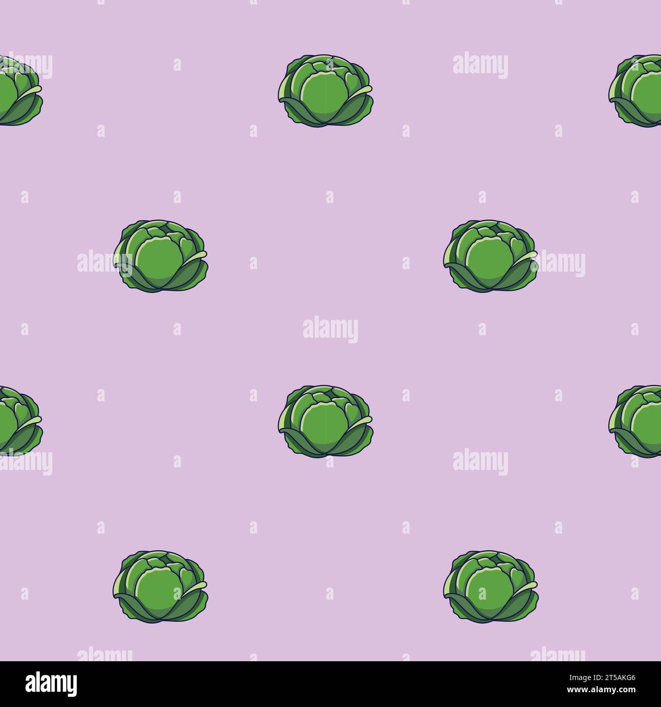 Cute cartoon Cabbage seamless pattern. Vector hand drawn cartoon ...