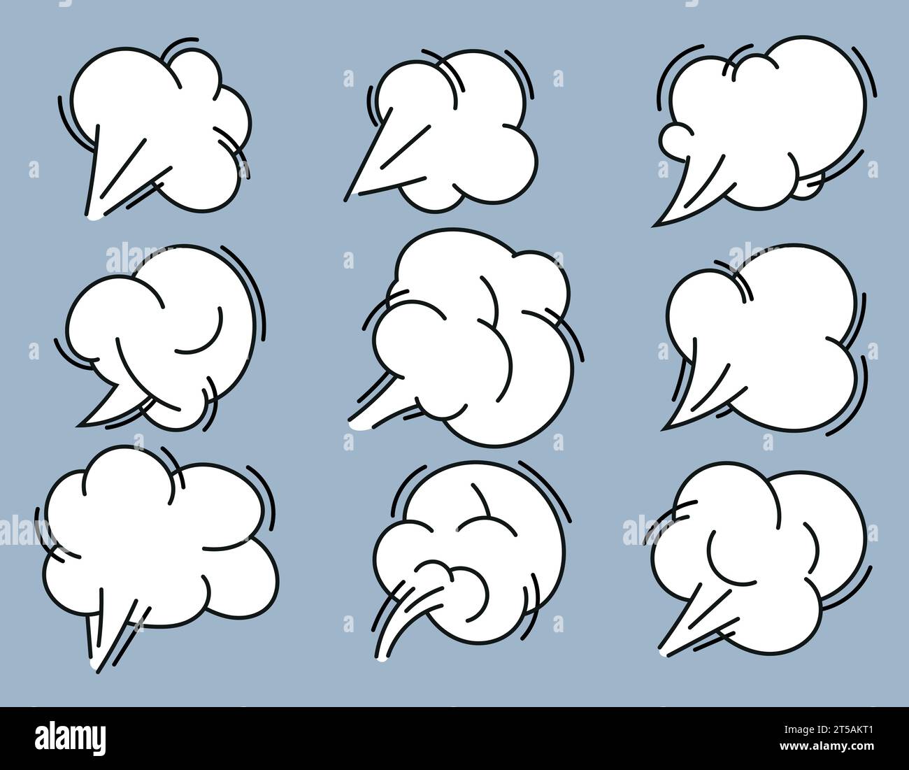 Comic cloud, air in motion Cartoon space clouds. Comics smoke ...