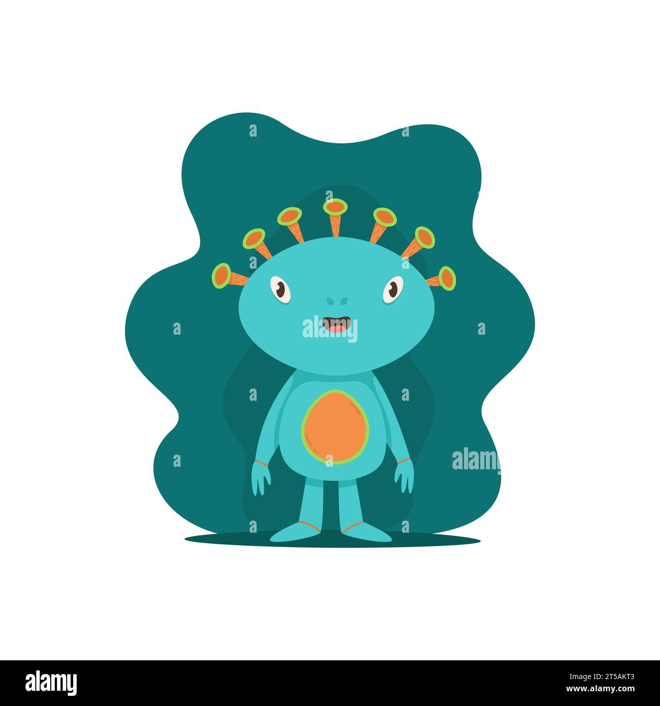 Cute alien character vector illustration. Friendly blue monster on a ...