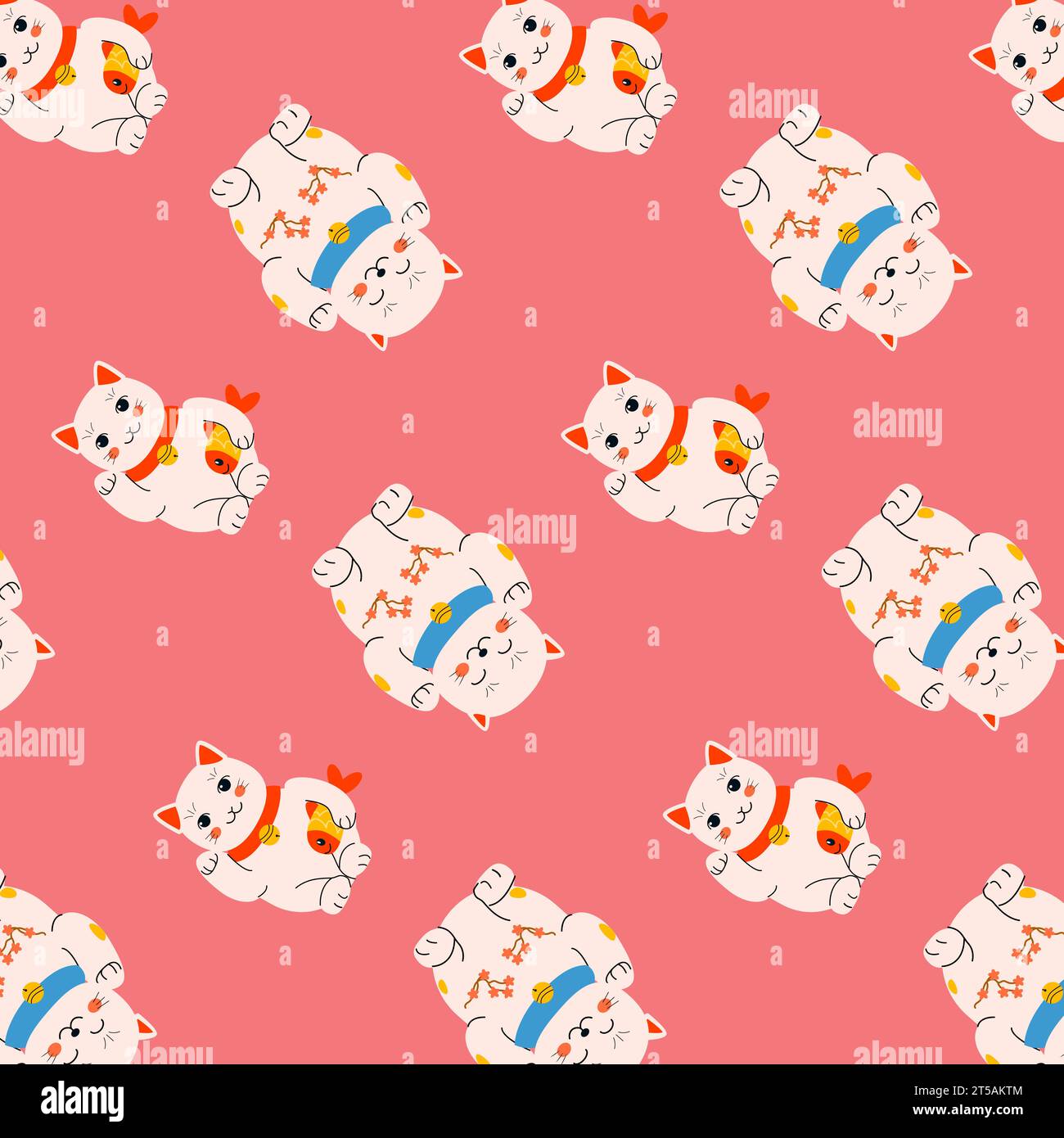 traditional japan cat pattern on pink background Stock Vector Image ...