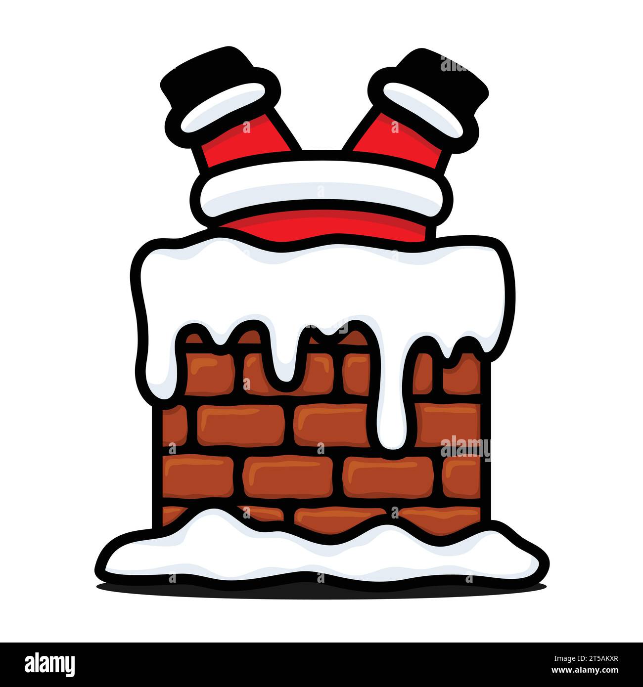 Cute And Kawaii Christmas Santa Claus Cartoon Character Stuck In The ...