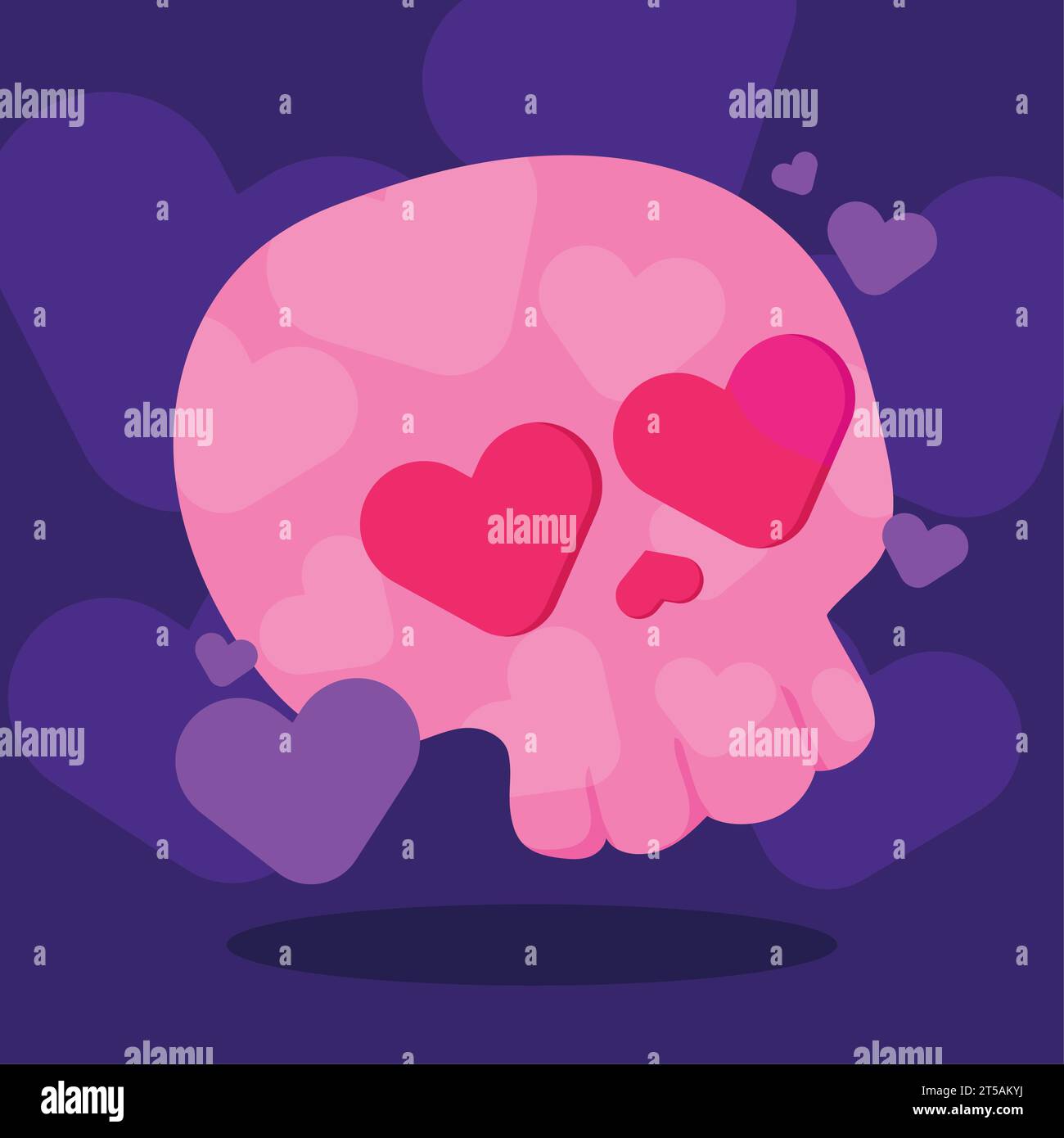 Isolated cute skull with heart shaped eyes Vector Stock Vector Image ...