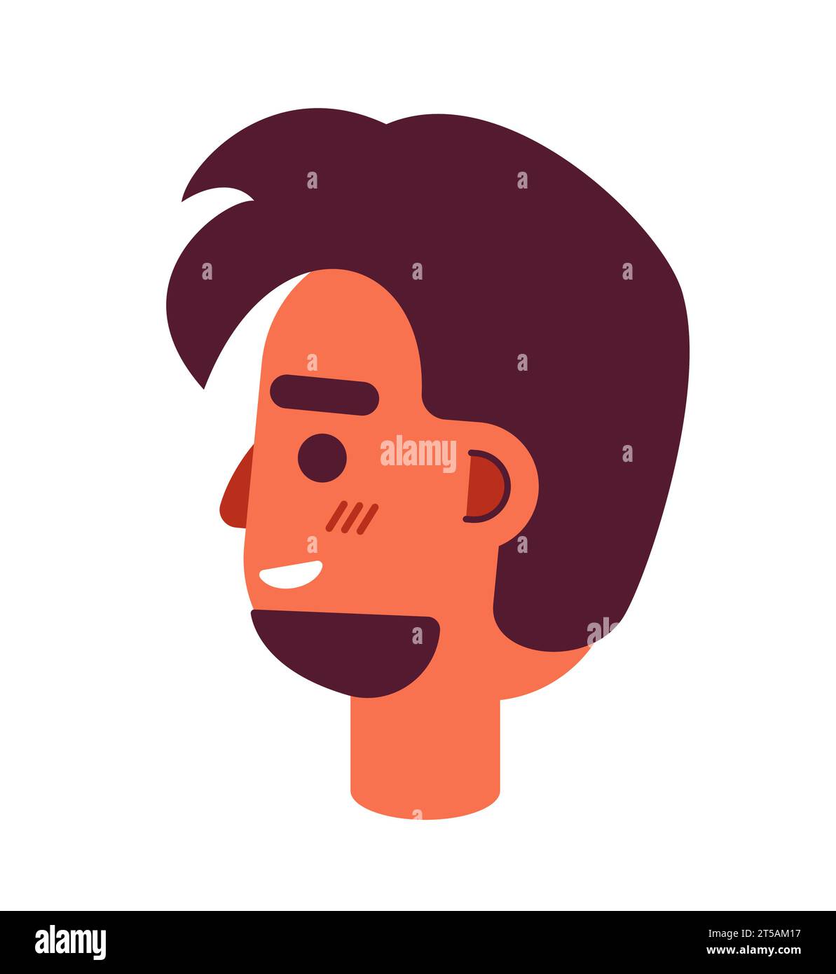 Side view spanish bearded man grinning 2D vector avatar illustration ...