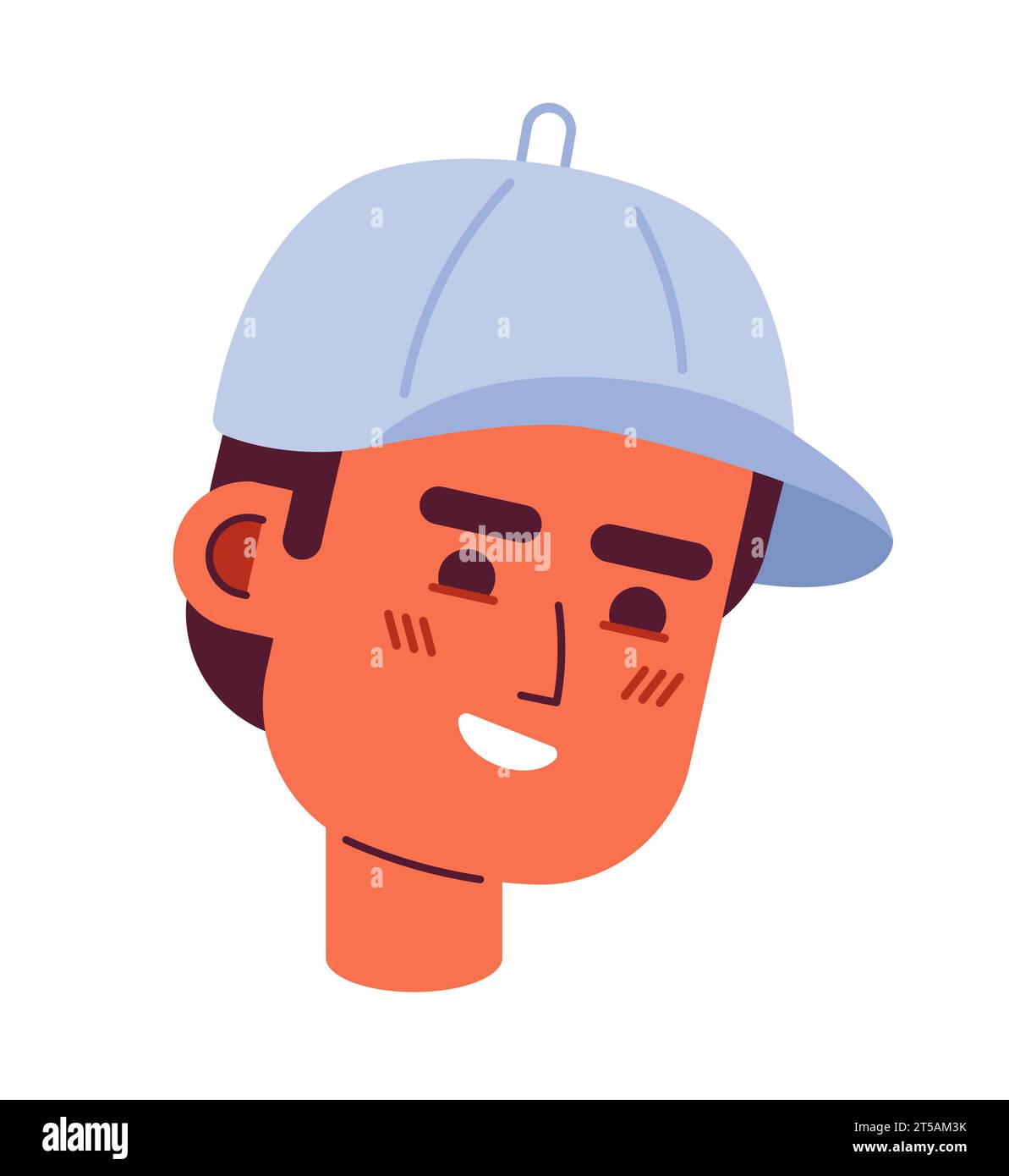 Baseball cap man toothy smile 2D vector avatar illustration Stock ...