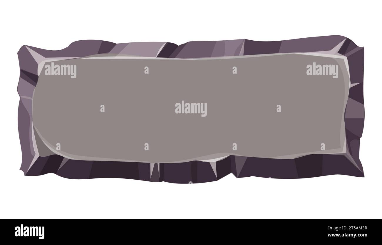 Stone menu panel, rock frame in comic cartoon style textured isolated ...