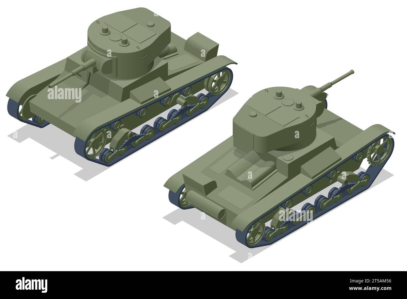 Isometric Tank USSR, Light tank T-26. Armoured fighting vehicle ...