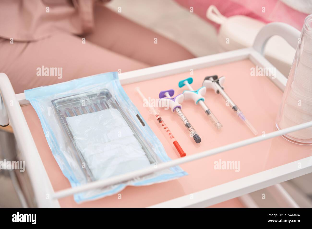 Injection table is located at the cosmetologists workplace Stock Photo ...