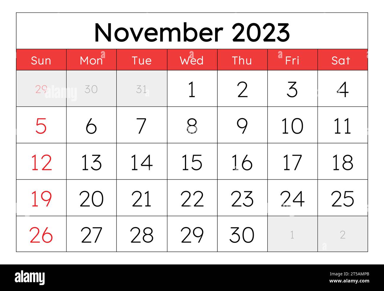November 2023 calendar. Monthly planning for your business events ...