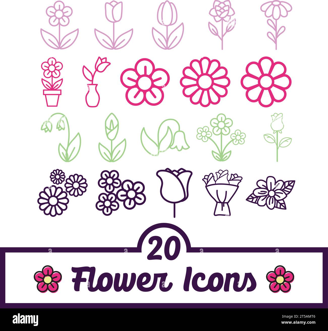 Set of outline flower icons Vector Stock Vector Image & Art - Alamy