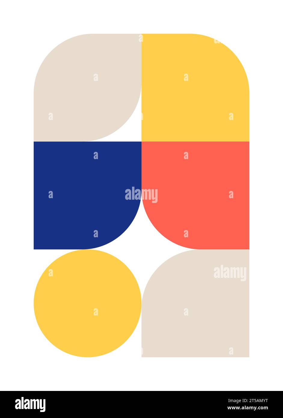 Trendy bauhaus pattern poster. Vector geometric color shapes in blue ...