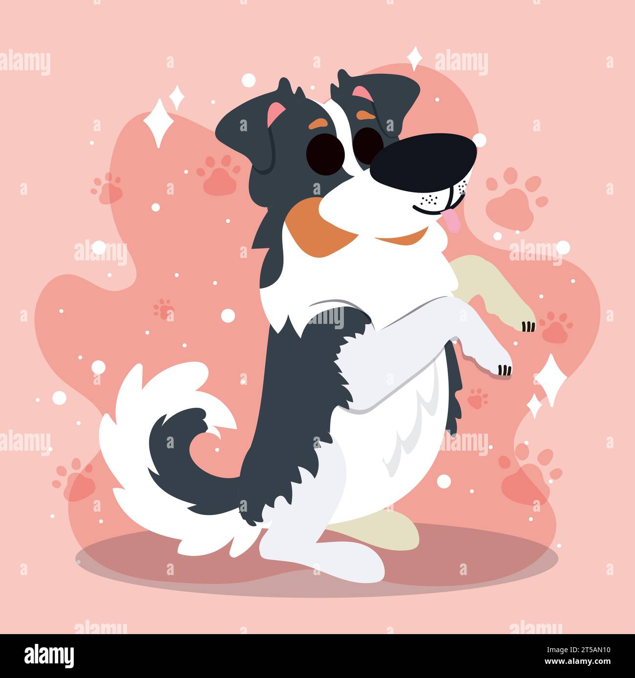 Cute happy border collie dog cartoon character Vector Stock Vector ...