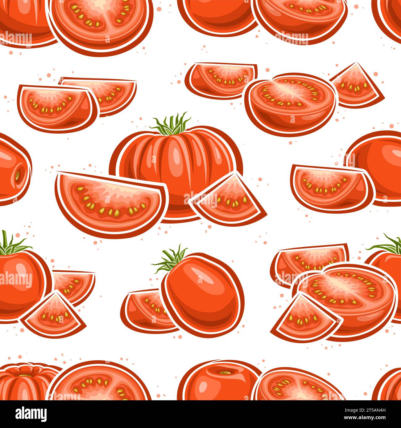 Vector Red Tomato seamless pattern, repeat background with still life ...
