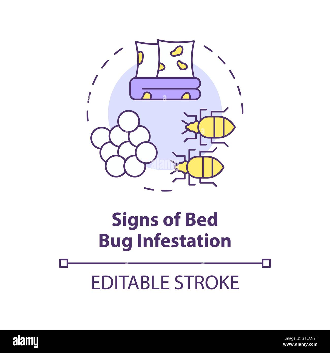 2D thin line icon signs of bed bug infestation concept Stock Vector ...