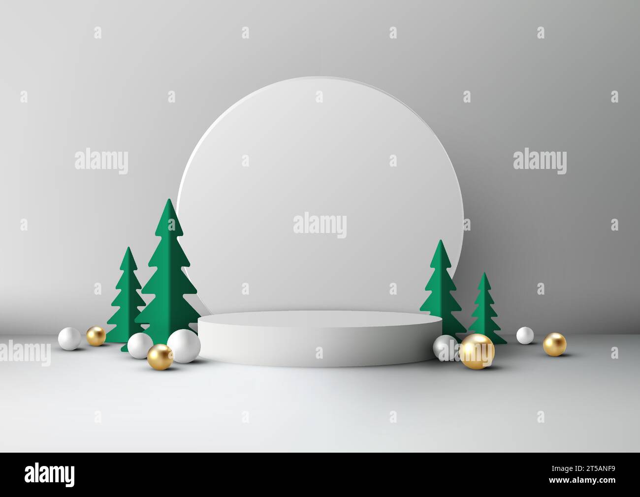 Showcase your products in style with this white Christmas podium mockup ...