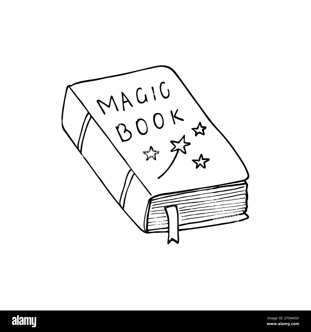 Hand drawn old magic spell book. Isolated vector illustration on a ...