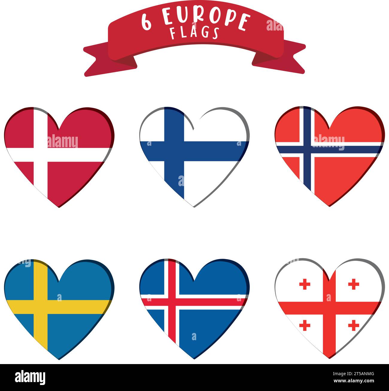 Set of heart shapes with different european flags Vector Stock Vector ...