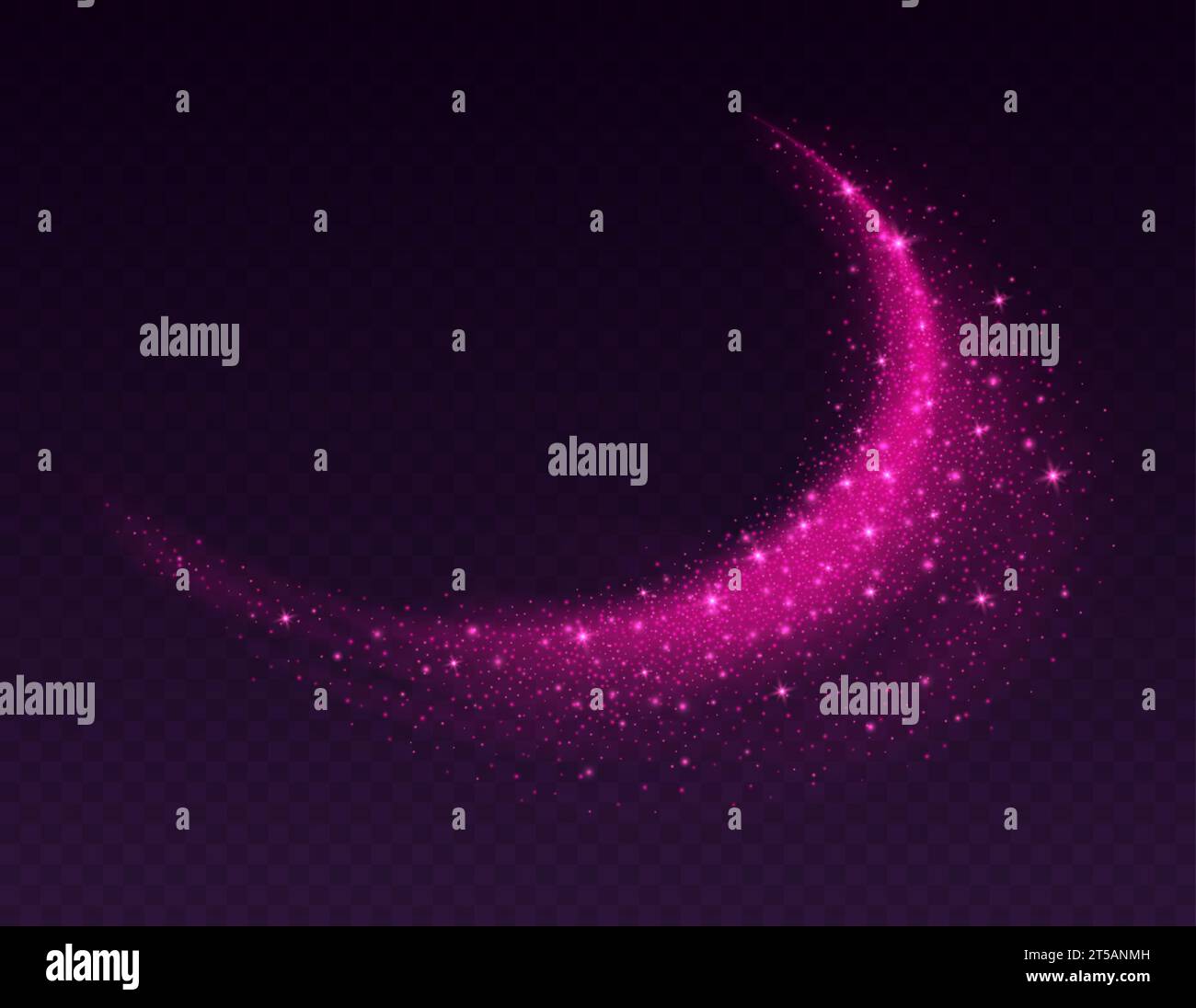 Pink dust cloud with sparkles isolated on dark background. Stardust ...