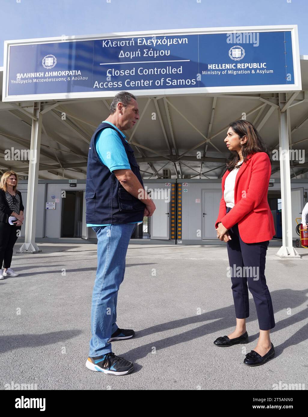 Home secretary Suella Braverman outside a Closed Controlled Access ...