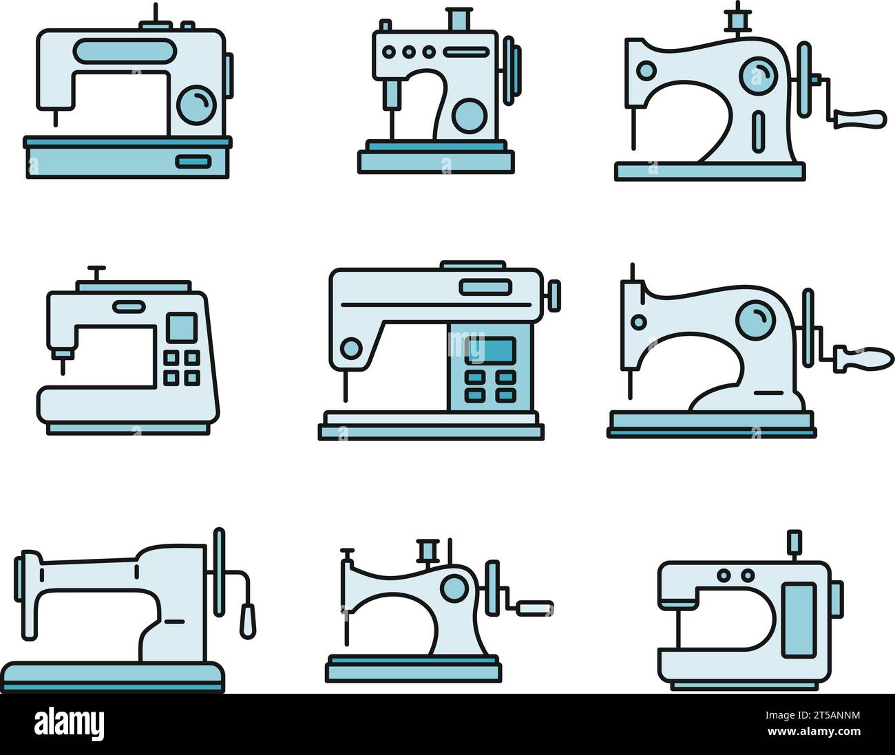 Fabric Sew Machine Icon Set Outline Set Of Fabric Sew Machine Vector