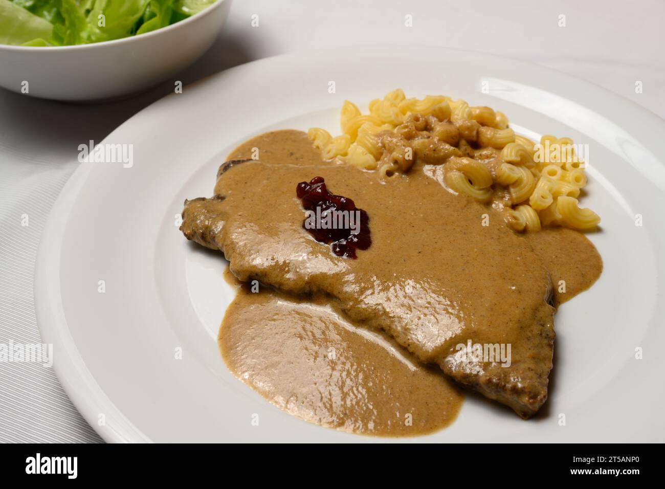 Beef Escalope or Rindsschnitzel with Sour Cream Sauce, Pasta and ...