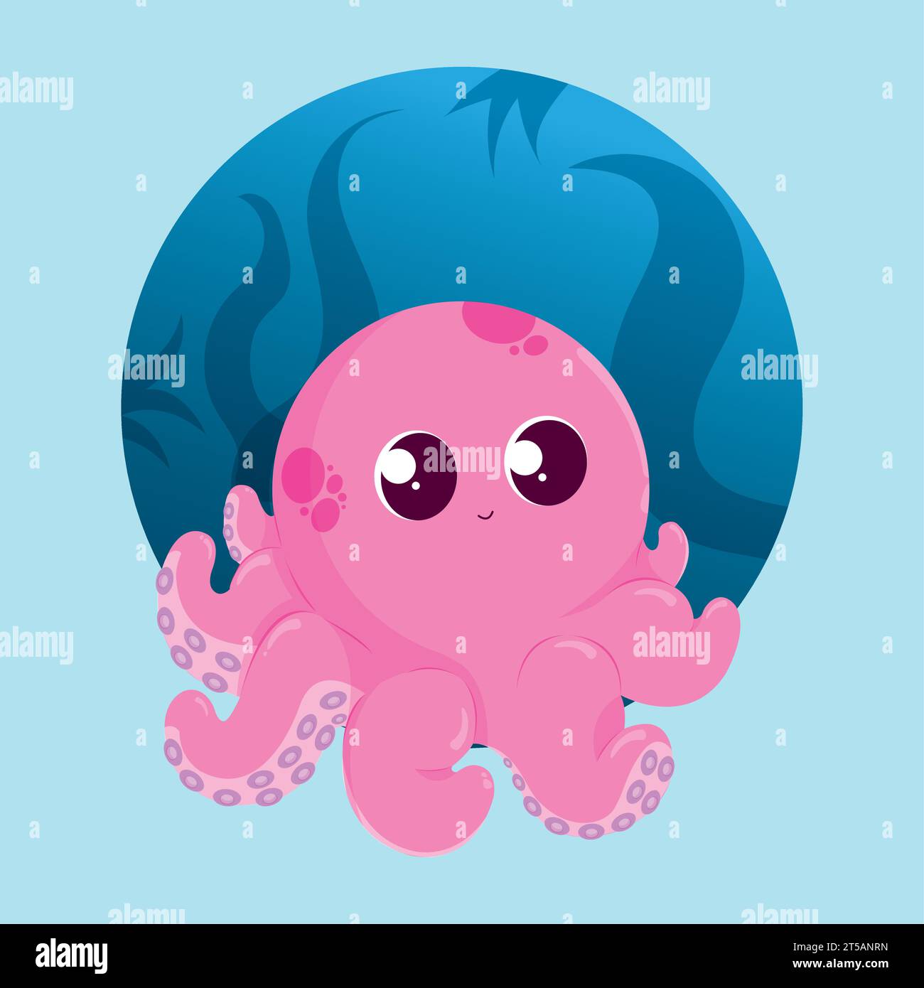 Colored cute octopus underwater sealife Vector Stock Vector Image & Art ...
