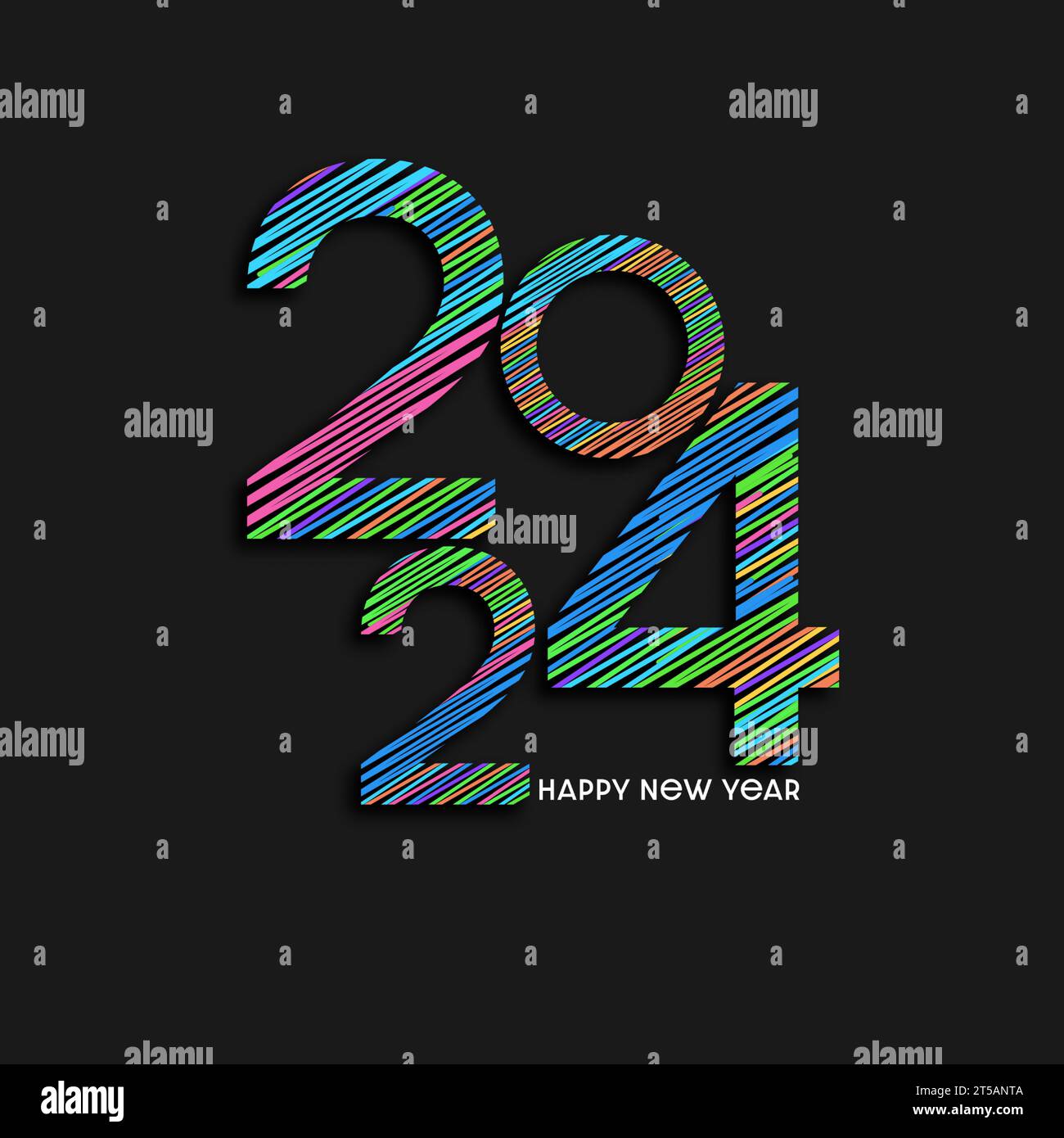 Happy New Year background with colourful scribble design Stock Vector ...