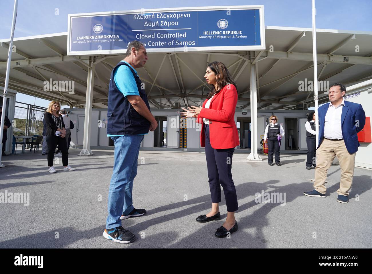 Home secretary Suella Braverman outside a Closed Controlled Access ...