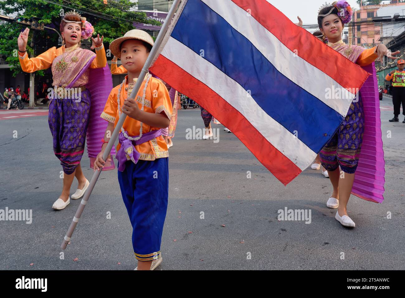During a cultural celebration in Bangkok, Thailand, female dancers ...