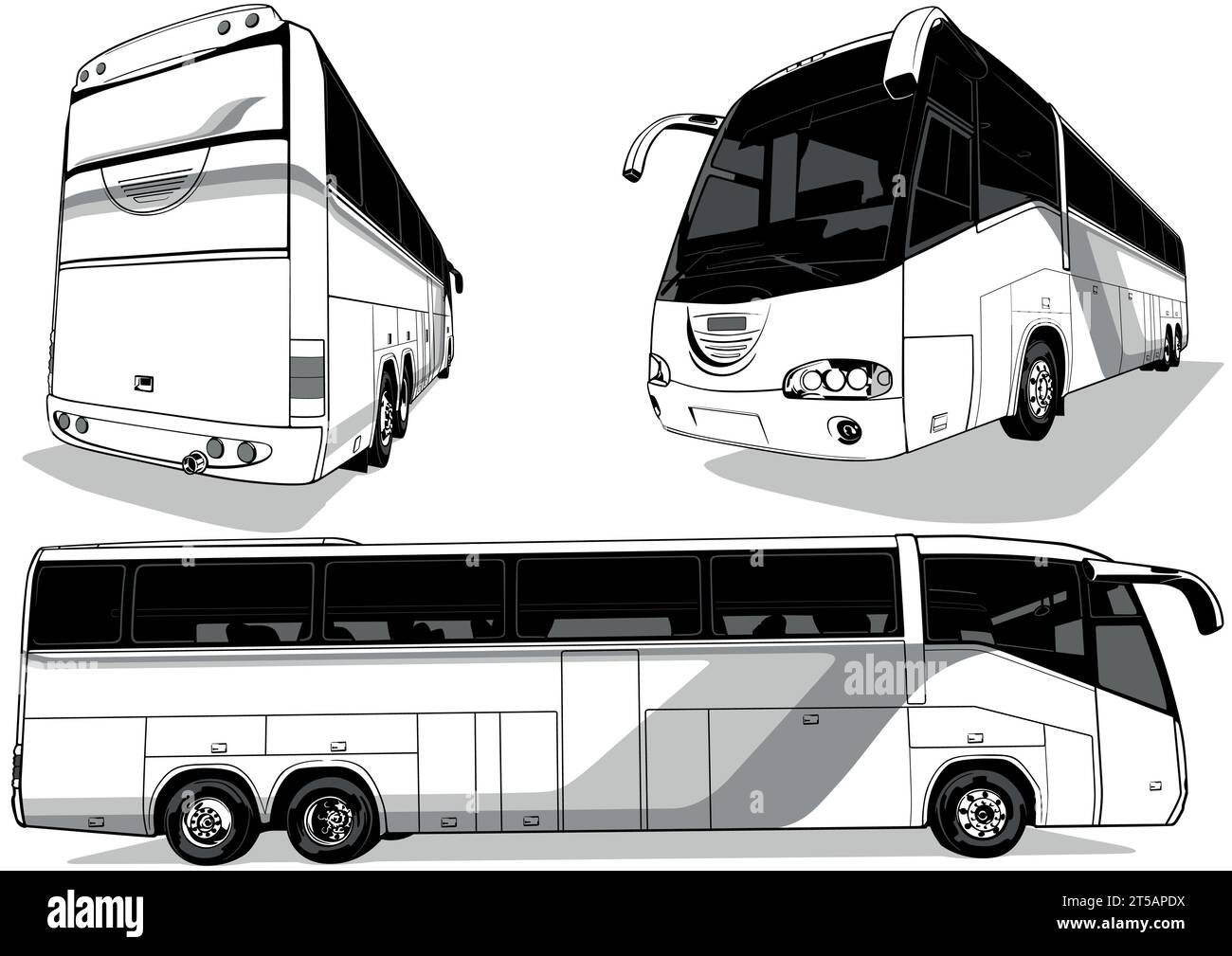Set of Drawings of a Intercity Bus Stock Vector Image & Art - Alamy