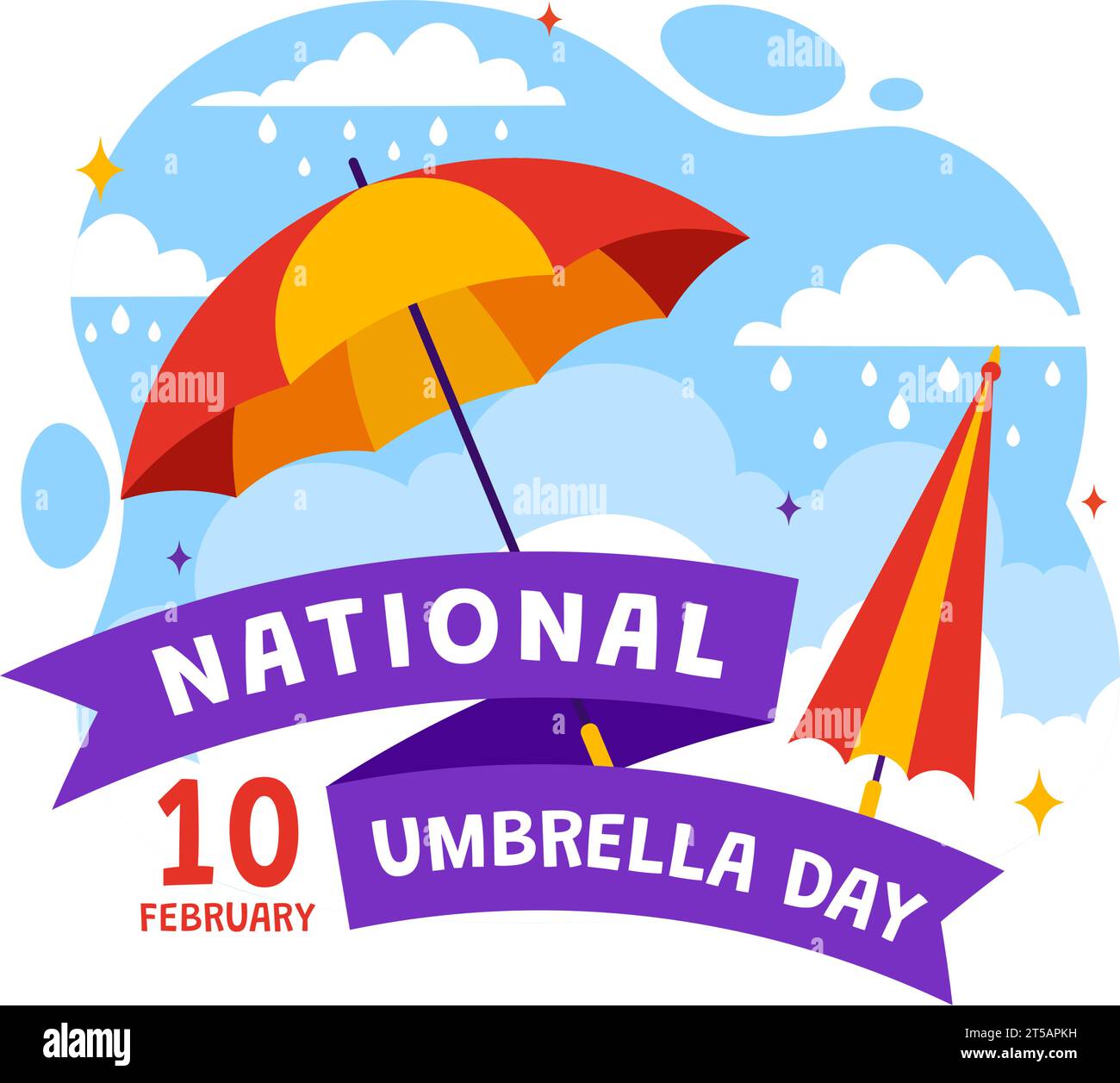 National Umbrella Day Vector Illustration on 10 February with Umbrellas ...