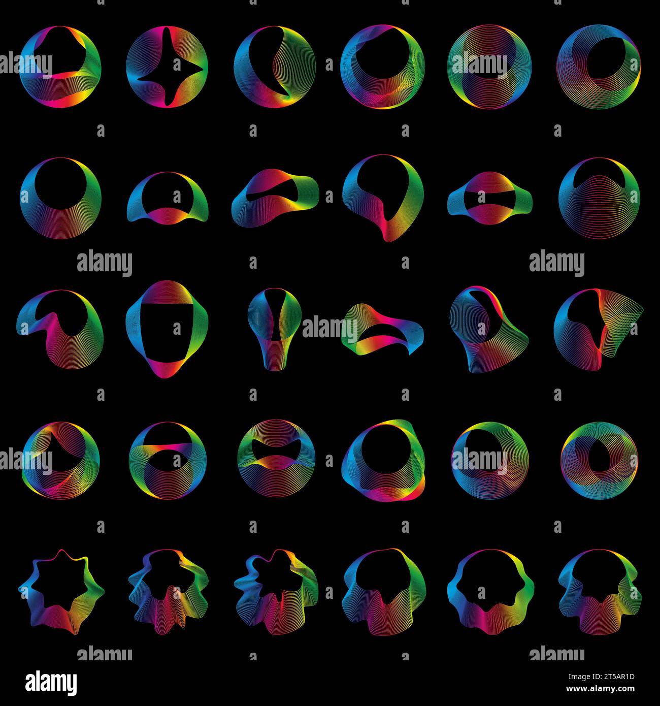 Sound smooth waves of shapes of different shapes, Set Equalizer rainbow ...