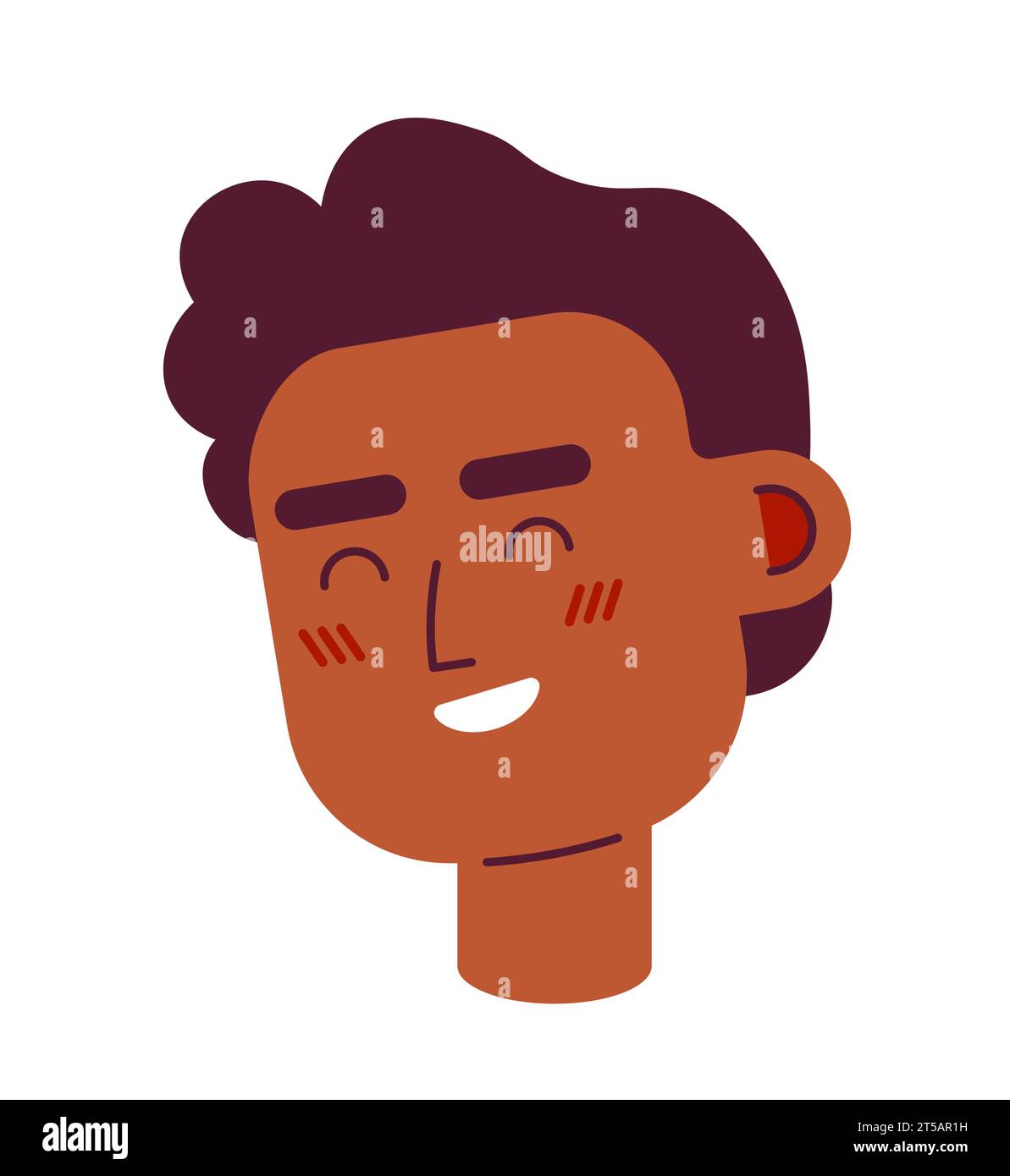 Black young man smiling with closed eyes 2D vector avatar illustration ...