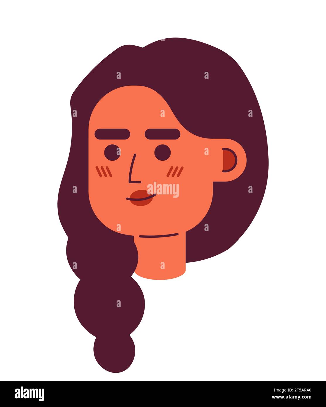 South asian adult woman braided hair 2D vector avatar illustration ...