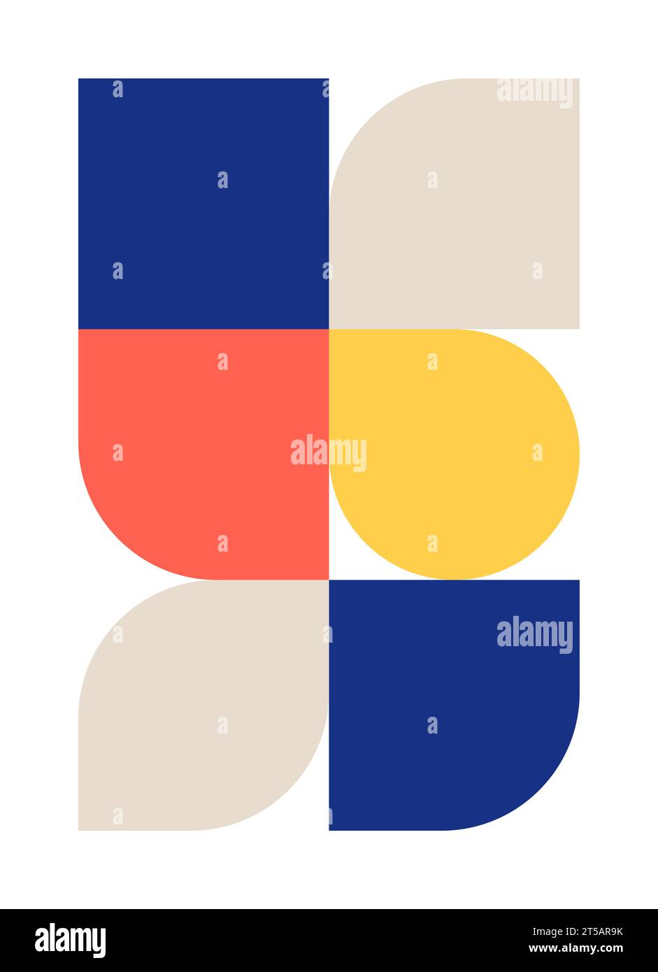 Trendy bauhaus pattern poster. Vector geometric color shapes in blue ...