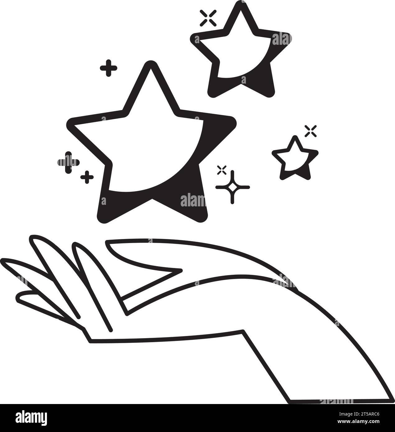 Isolated monochrome hand holding a star icon Vector Stock Vector Image ...