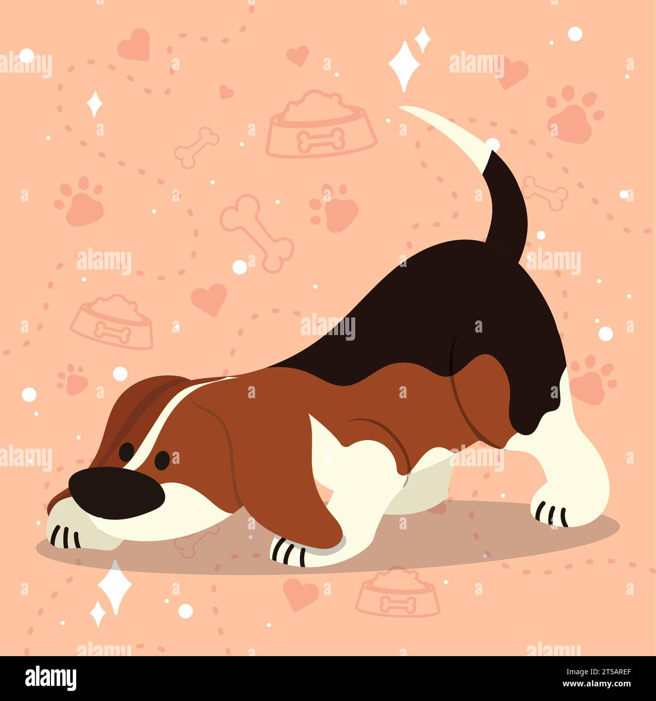 Cute sniffing beagle dog cartoon character Vector Stock Vector Image ...
