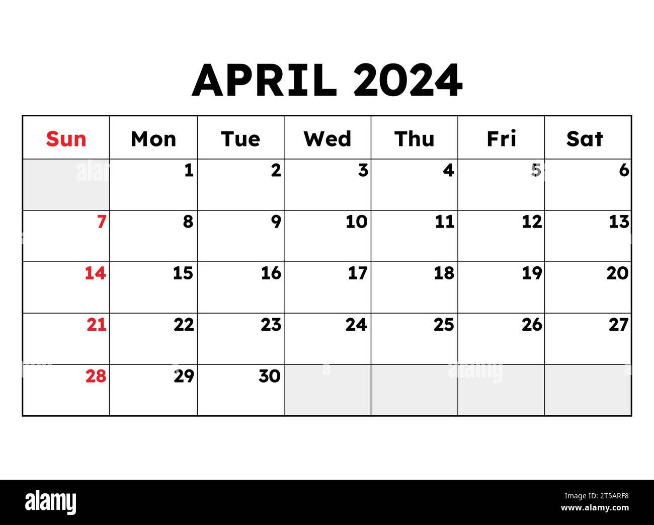 April 2024 calendar. Vector illustration. Monthly planning for your ...