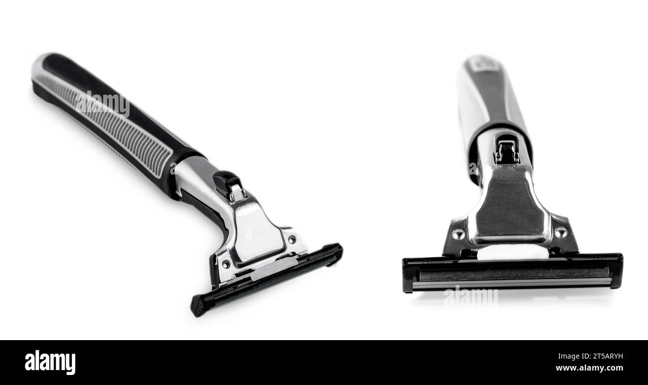 The Set of New razor blades isolated on a white background Stock Photo ...