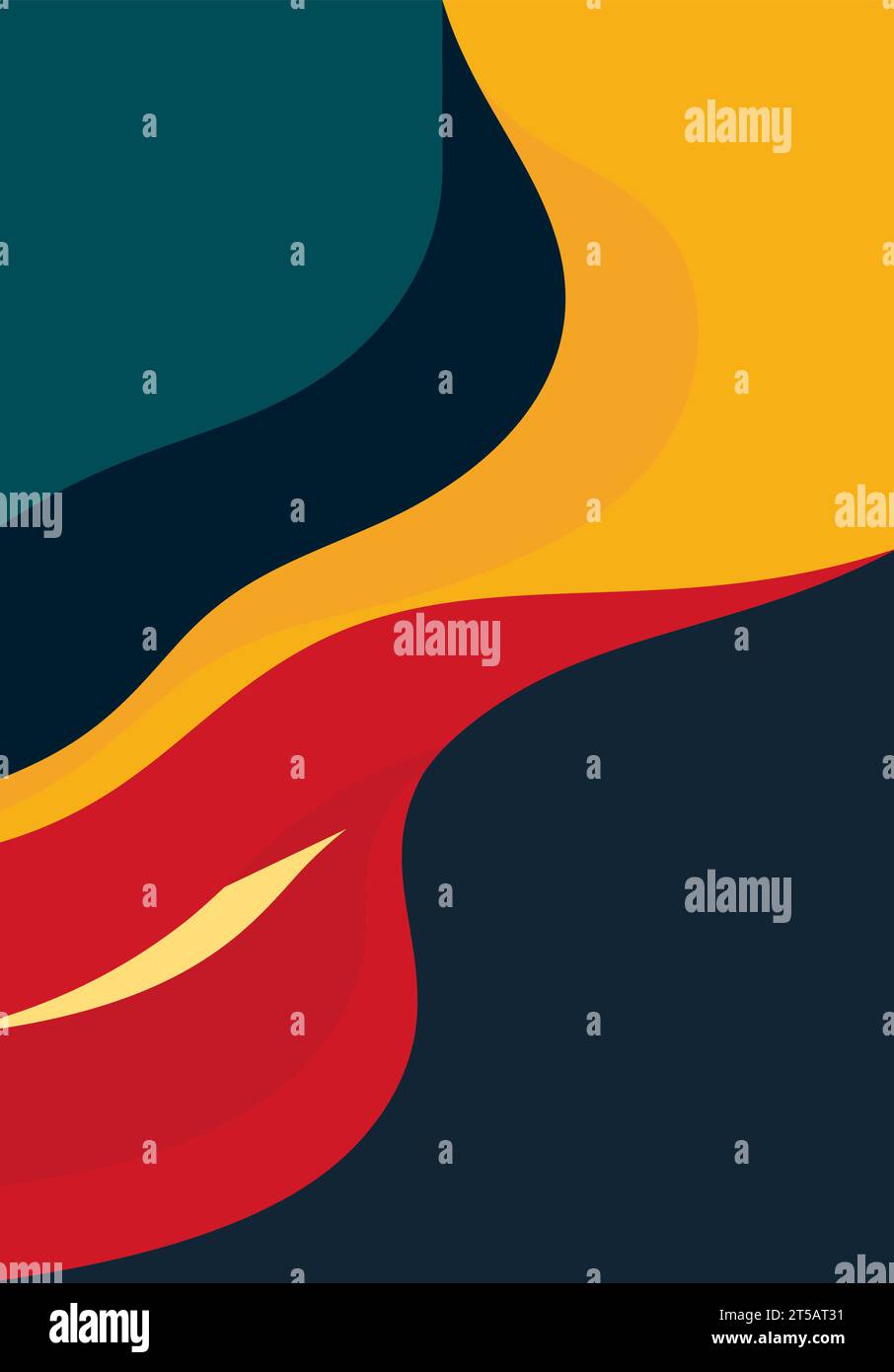 Abstract background with colorful waves in retro style. Vintage bauhaus ...