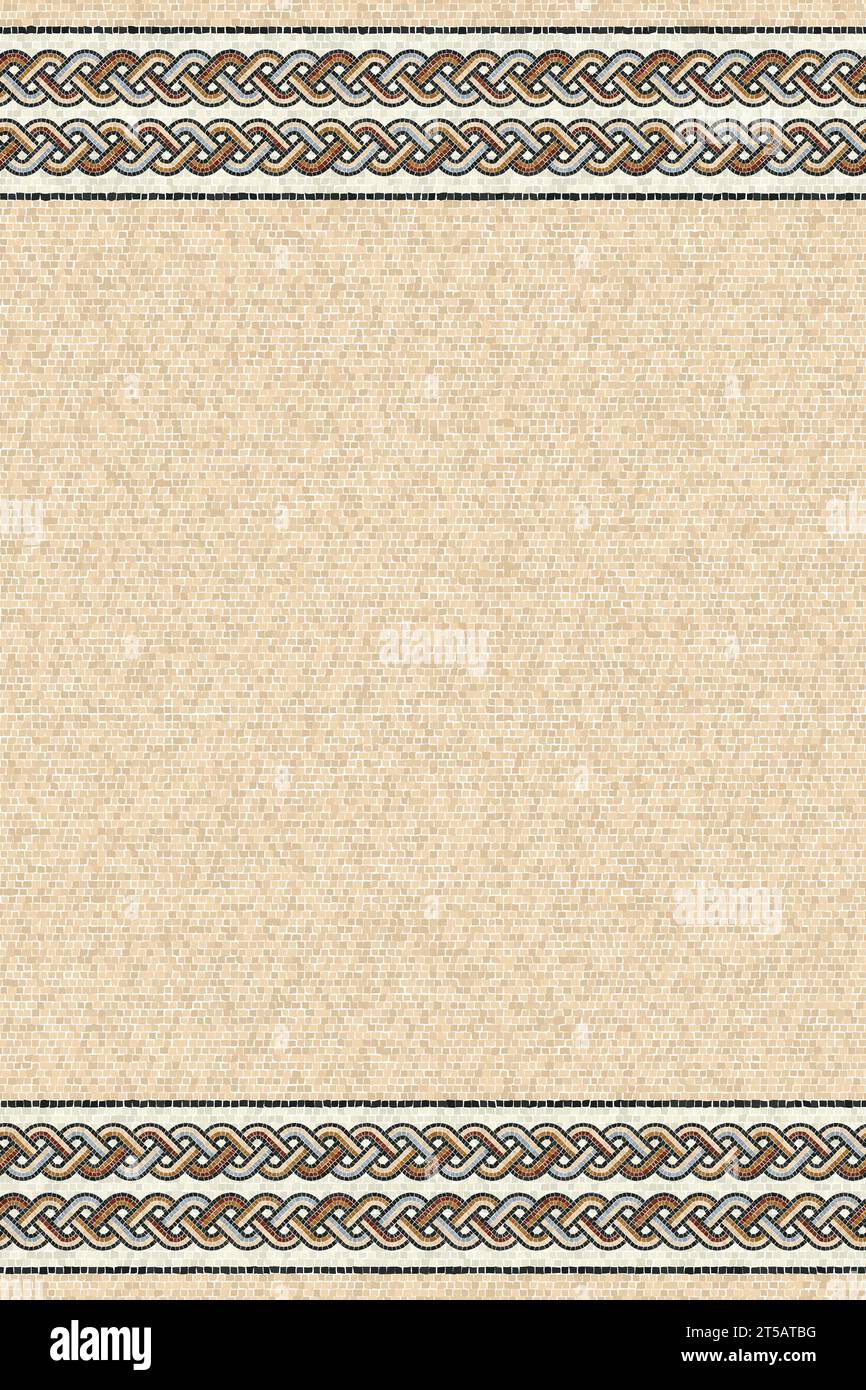 Decorative border pattern with mosaic tile, seamless vector ...